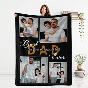 lcyawer for dad from daughter son wife, best dad ever blanket, custom blanket with photo, personalized blankets with picture collage, unique birthday gifts for husband papa grandpa