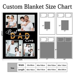 Lcyawer for Dad from Daughter Son Wife, Best Dad Ever Blanket, Custom Blanket with Photo, Personalized Blankets with Picture Collage, Unique Birthday Gifts for Husband Papa Grandpa