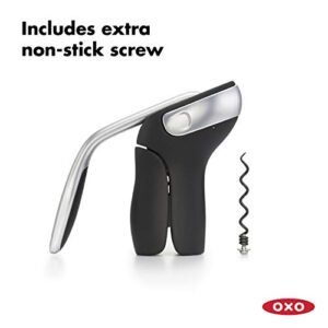 OXO Steel Vertical Lever Corkscrew with Removable Foil Cutter