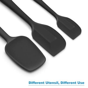 Silicone Spatula 3-piece Set, Ergonomic Handle High Heat-Resistant Spatulas, Non-stick Rubber Spatulas with Stainless Steel Core, Black