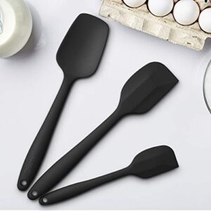 Silicone Spatula 3-piece Set, Ergonomic Handle High Heat-Resistant Spatulas, Non-stick Rubber Spatulas with Stainless Steel Core, Black