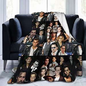 blanket johnny depp super soft and comfortable fleece blanket throw blanket picnic blankets camping blanket beach blanket for decoration bedroom living room yoga (50"x40")