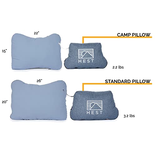 HEST Dually Wide and Standard Pillow Bundle - Standard Pillow, Packable Travel Pillow, 20" L x 26" W - Dually Wide Mattress, Sleeps Two, 72" L x 60" W