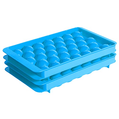 Ice Cube Tray,Round Ice Cube Trays for Freezer,Circle Ice Cube Mold Making 66 x 1.2in Big Ice Balls Maker,Sphere Ice Makers Ice Cube Balls for Cocktail Whiskey,Storage Meat fish (Blue)