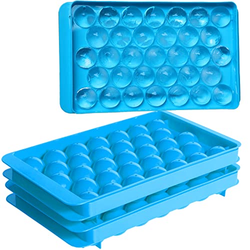 Ice Cube Tray,Round Ice Cube Trays for Freezer,Circle Ice Cube Mold Making 66 x 1.2in Big Ice Balls Maker,Sphere Ice Makers Ice Cube Balls for Cocktail Whiskey,Storage Meat fish (Blue)