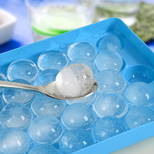 Ice Cube Tray,Round Ice Cube Trays for Freezer,Circle Ice Cube Mold Making 66 x 1.2in Big Ice Balls Maker,Sphere Ice Makers Ice Cube Balls for Cocktail Whiskey,Storage Meat fish (Blue)