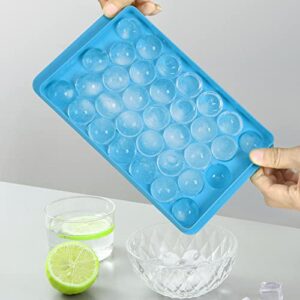 Ice Cube Tray,Round Ice Cube Trays for Freezer,Circle Ice Cube Mold Making 66 x 1.2in Big Ice Balls Maker,Sphere Ice Makers Ice Cube Balls for Cocktail Whiskey,Storage Meat fish (Blue)