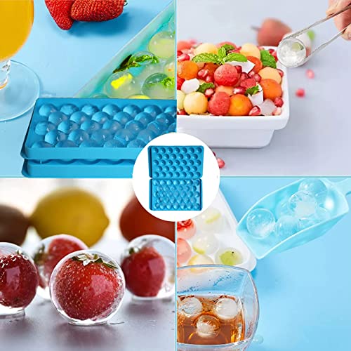 Ice Cube Tray,Round Ice Cube Trays for Freezer,Circle Ice Cube Mold Making 66 x 1.2in Big Ice Balls Maker,Sphere Ice Makers Ice Cube Balls for Cocktail Whiskey,Storage Meat fish (Blue)