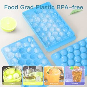 Ice Cube Tray,Round Ice Cube Trays for Freezer,Circle Ice Cube Mold Making 66 x 1.2in Big Ice Balls Maker,Sphere Ice Makers Ice Cube Balls for Cocktail Whiskey,Storage Meat fish (Blue)