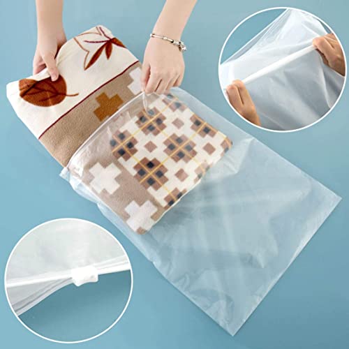 Calntshui Travel Waterproof Pouch Frosted Resealable Bag Plastic Zip-Lock Seal Clothes Bags for Clothes Garment School Trip