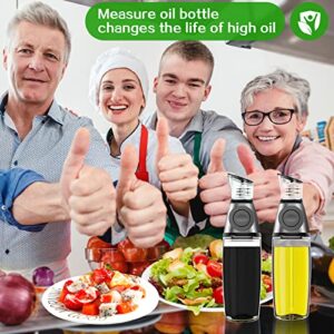 Nemufy Olive Oil Dispenser Bottle for Kitchen with Measurement Scale Cooking Oil and Vinegar Soy Sauce Bottling Clear Glass Oil Bottles Oil Pot Oil Container, 17oz/500ml