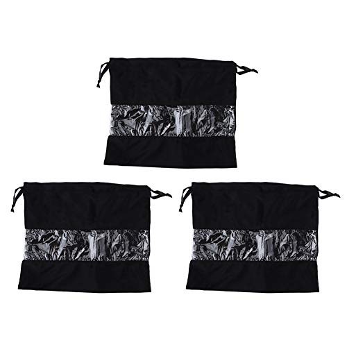 3Pcs Drawstring Bag, Velvet Storage Bag, Cosmetic Bag with Transparent Window, Practical Travel Storage Organizer, for Travel Camping Home(34 * 29 Black)