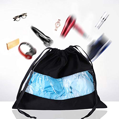 3Pcs Drawstring Bag, Velvet Storage Bag, Cosmetic Bag with Transparent Window, Practical Travel Storage Organizer, for Travel Camping Home(34 * 29 Black)