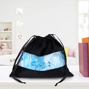 3Pcs Drawstring Bag, Velvet Storage Bag, Cosmetic Bag with Transparent Window, Practical Travel Storage Organizer, for Travel Camping Home(34 * 29 Black)