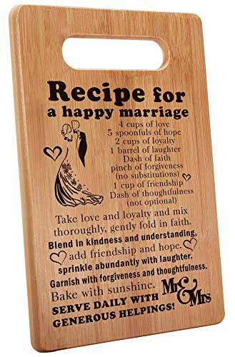 MY-ALVVAYS Wedding Gifts, Marriage gift, Mr and Mrs Gifts, Wedding Presents for Newlyweds, Recipe Cutting Board Gift, 7"x 11" -048