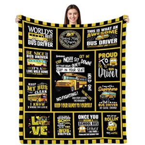 sulpoie bus driver gifts for women men, school bus driver gifts blanket 50"x60", bus driver appreciation gifts, birthday gifts for bus driver, thank you for school bus driver throw blanket