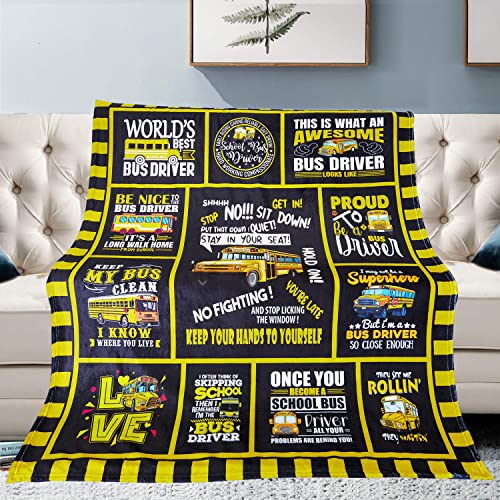 Sulpoie Bus Driver Gifts for Women Men, School Bus Driver Gifts Blanket 50"X60", Bus Driver Appreciation Gifts, Birthday Gifts for Bus Driver, Thank You for School Bus Driver Throw Blanket