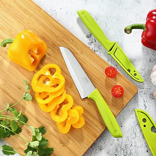 JJOO Chef knife, Kitchen Knife, 6.3 inch Chef Knife, 3.5 inch Paring Knife and Matched Knife Sheath, German Stainless Steel Kitchen Knives with Ergonomic PP Handle