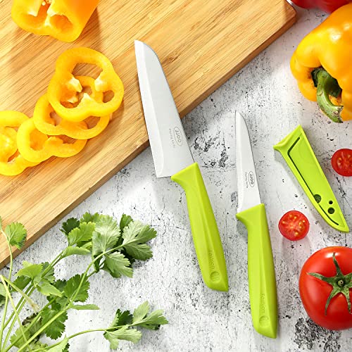 JJOO Chef knife, Kitchen Knife, 6.3 inch Chef Knife, 3.5 inch Paring Knife and Matched Knife Sheath, German Stainless Steel Kitchen Knives with Ergonomic PP Handle