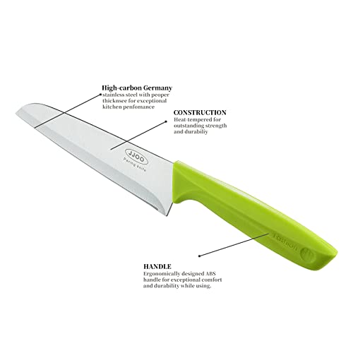 JJOO Chef knife, Kitchen Knife, 6.3 inch Chef Knife, 3.5 inch Paring Knife and Matched Knife Sheath, German Stainless Steel Kitchen Knives with Ergonomic PP Handle