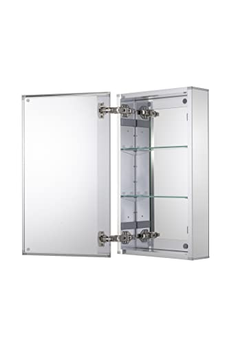 Croydex Mallard Single Door, Recessed or Surface Mount, Hang 'n' Lock Easy Installation Medicine Cabinet, 15W x 26H, Aluminum