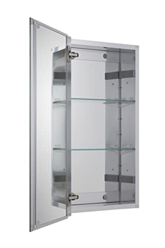 Croydex Mallard Single Door, Recessed or Surface Mount, Hang 'n' Lock Easy Installation Medicine Cabinet, 15W x 26H, Aluminum