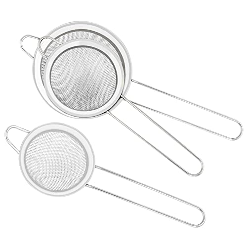 17supply Multifunctional stainless steel filter spoon, 3-Piece fine mesh filter， made of stainless steel, easy to clean. Safe, durable, and versatile, it can meet every need in the kitchen.