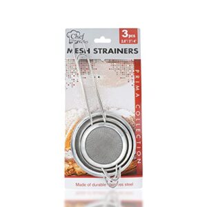 17supply Multifunctional stainless steel filter spoon, 3-Piece fine mesh filter， made of stainless steel, easy to clean. Safe, durable, and versatile, it can meet every need in the kitchen.