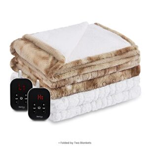 Bearhug Electric Blanket Queen Size 84" x 90", Dual Controller Heated Blanket, Faux Fur/Sherpa, 10-Heat Levels & 1-12H Auto Off, 5-Year Warranty, Over-Heat Protect, ETL, Machine Washable