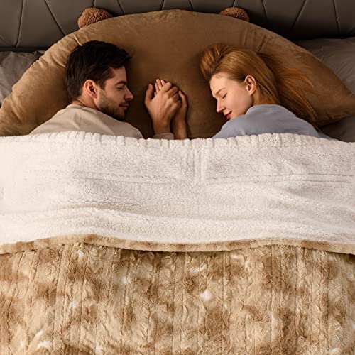 Bearhug Electric Blanket Queen Size 84" x 90", Dual Controller Heated Blanket, Faux Fur/Sherpa, 10-Heat Levels & 1-12H Auto Off, 5-Year Warranty, Over-Heat Protect, ETL, Machine Washable