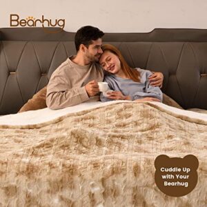 Bearhug Electric Blanket Queen Size 84" x 90", Dual Controller Heated Blanket, Faux Fur/Sherpa, 10-Heat Levels & 1-12H Auto Off, 5-Year Warranty, Over-Heat Protect, ETL, Machine Washable