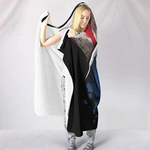 American Flag Eagle Hooded Blanket Warm Cozy Super Soft Sherpa Throw Blanket Plush Fleece Blanket Wearable Blanket Hoodie Blanket for Kids and Adults White 60x80 inch