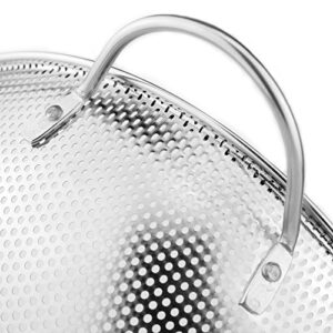 DLD Stainless Steel Micro-Perforated 5-Quart Colander - Professional Strainer with Heavy Duty Handles and Self-draining Solid Ring Base - Dishwasher Safe