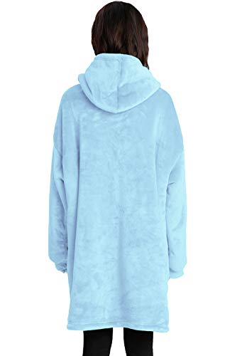 Cmtpuy Sweatshirt Blanket,Oversized Sherpa Hoodie,Fleece Blanket,Sherpa Pullover for Womens,Mens,Children,Wearable Blanket (Light Blue)