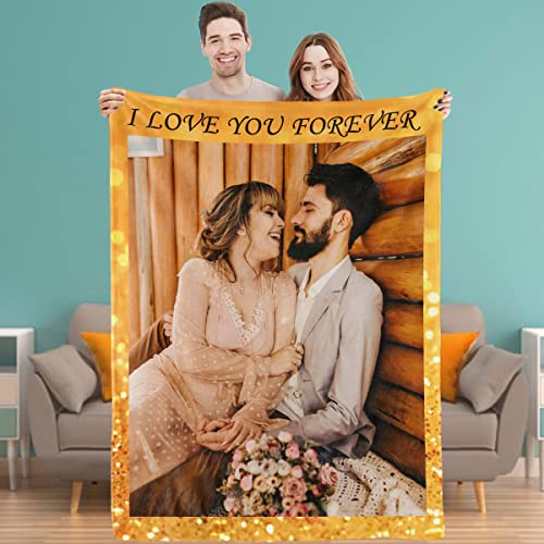 Youltar Custom Blanket with Text Photos,Personalized Customized Picture Blankets for Girlfriend Couples Husband Wife Wedding Used as Valentine Anniversary Birthday Gift 1 Photo Collage 4 Sizes