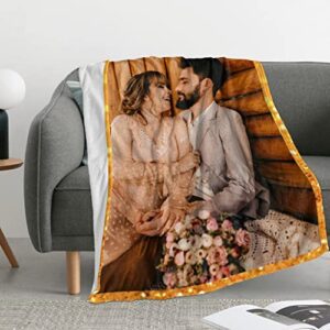 Youltar Custom Blanket with Text Photos,Personalized Customized Picture Blankets for Girlfriend Couples Husband Wife Wedding Used as Valentine Anniversary Birthday Gift 1 Photo Collage 4 Sizes