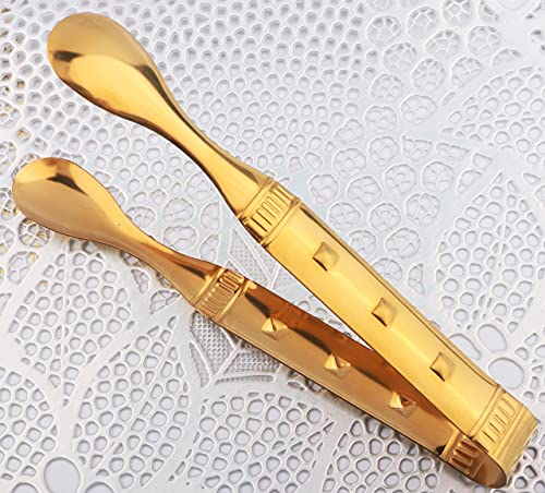 IAXSEE 6-Pieces 6 Inch Gold Tongs Mini Tongs for Appetizers, Gold Serving Utensils Small Tongs for Serving Appetizers Ice Tongs Sugar Tongs