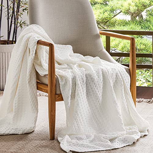 Bedsure Bamboo Cotton Blankets White King & Bedsure 100% Cotton Muslin Blankets Grey Throw