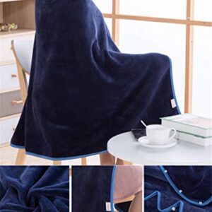 Mvchifay Wearable Blanket Soft Fleece Shawl Button Closure Warm Snuggle Throw for Sofa Snap 27x51inches (Blue-70x130cm)