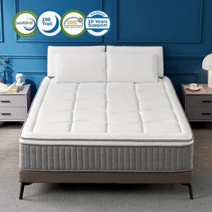 Queen Mattress, DIGLANT 12 Inch Cool Gel Memory Foam Hybrid Mattress, Euro Top Pocket Spring Mattress in a Box, Balance Support & Motion Isolation, Medium Feel Mattress, CertiPUR-US Certified