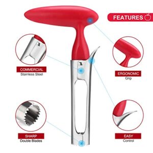 SCHVUBENR Premium Apple Corer Tool - Easy to Use and Clean - Sturdy Apple Core Remover with Sharp Serrature - Stainless Steel Corers for Apple and Pear - Core Fruits with Ease(Red)