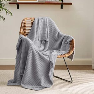 Bedsure 100% Cotton Muslin Blanket Grey Throw & Bedsure 100% Cotton Muslin Blanket Beige Throw