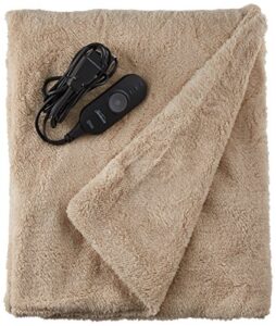 sunbeam heated throw blanket | lofttec, 3 heat settings, sand - tsl8ts-r783-31a00