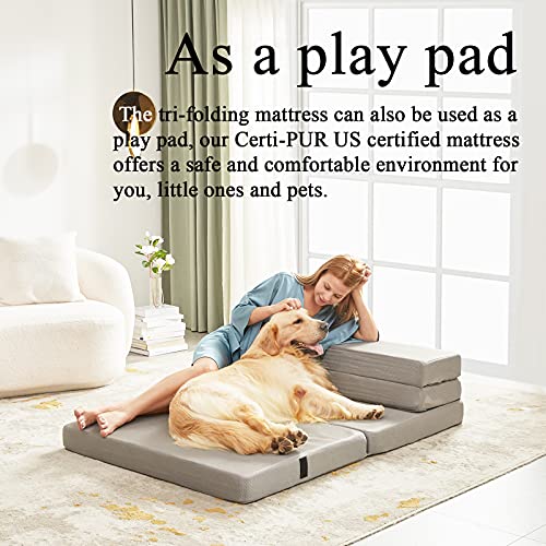 BDEUS Folding Mattress Folding Sofa 4" Breathable High-Density Foam Mattress Topper, Portable Guest Bed with Removable&Washable Cover, 75 x 25 inches