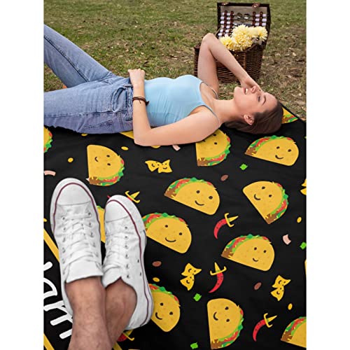 Atthadassi Custom Cute Taco Tuesday Party Blanket with Name, Flannel Throw for Personalized Customized with Text for Girl Boy Kids Adult 50"x60"