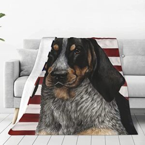 bluetick coonhound dog gift american flag patriotic 4th full fleece throw cloak wearable blanket flannel fluffy comforter quilt nursery bedroom bedding king size plush soft cozy