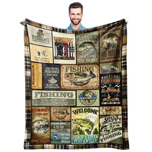 kbbmfeu fish blanket bass fishing throw blankets fish hunter gifts for men boy dad lightweight cozy throw for fishing picnic sofa 60x50inch