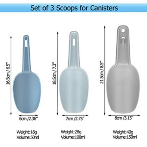 Flour Scoop Set of 3, Set of Scoops for Canisters, Ice Scoop Popcorn Scoop Pet Food Scoop Plastic Scoops for Dry Goods Coffee Beans Candy, 1.7/3.4/5.1 oz…