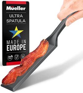 mueller europhoria series spatula, heat resistant nylon kitchen turner, cooking utensils for flipping pancakes, eggs, burgers, crepes and more, perfect for nonstick cookware, grey