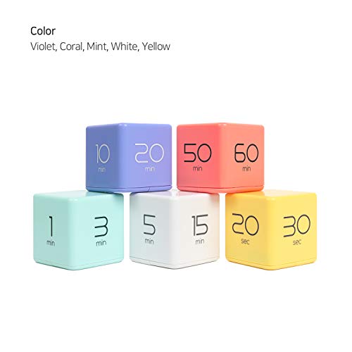 mooas Cube Timer, Time Management, Kitchen Timer, Kids Timer, Workout Timer, Timer for Studying, Cooking (White)